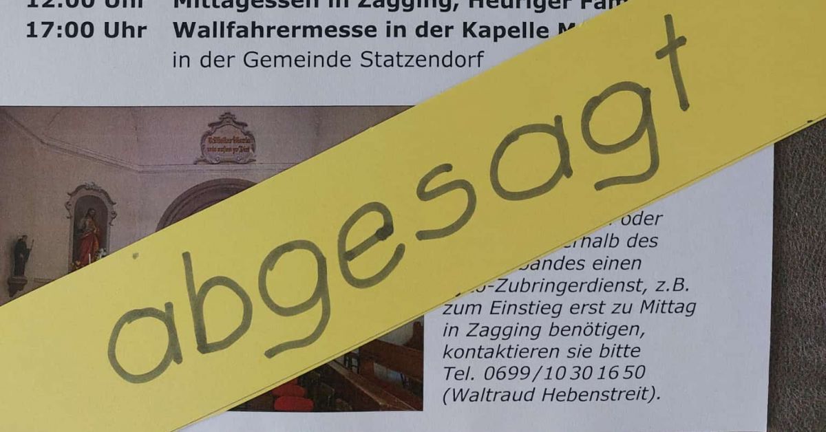 Abgesagt: Wallfahrt nach Maria Ellend am Sa, 14. Sept. - Pfarrverband